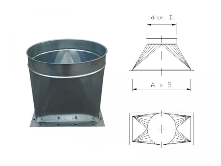 Square to round hopper with flat flange - Aircontrol Italy Srl